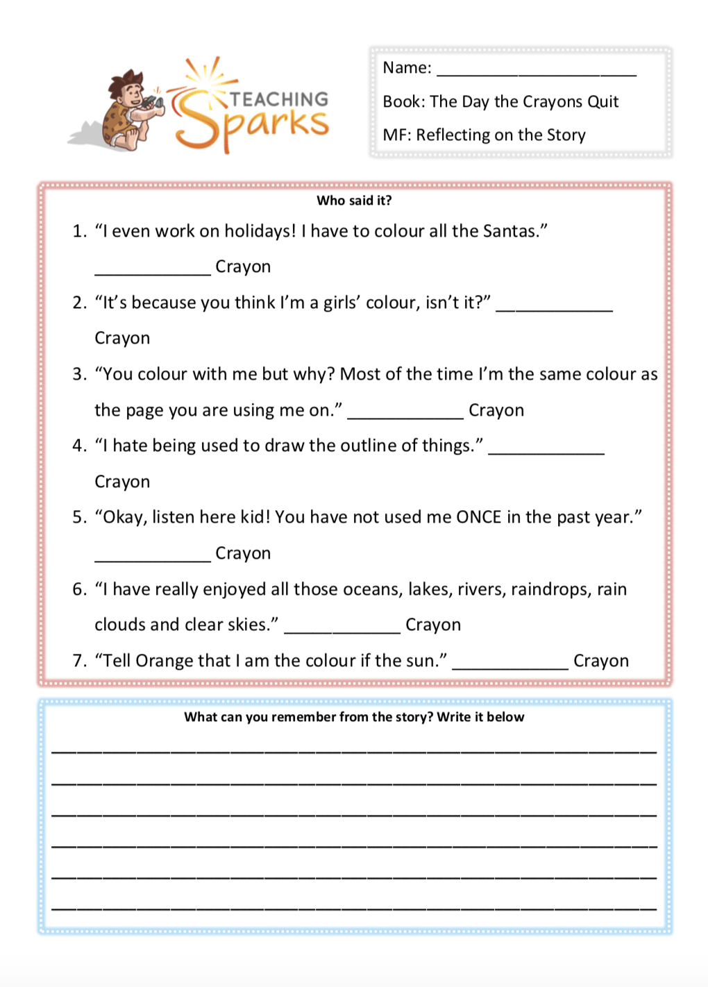 The Day the Crayons Quit KS1 Teaching Resources | Year 1/2