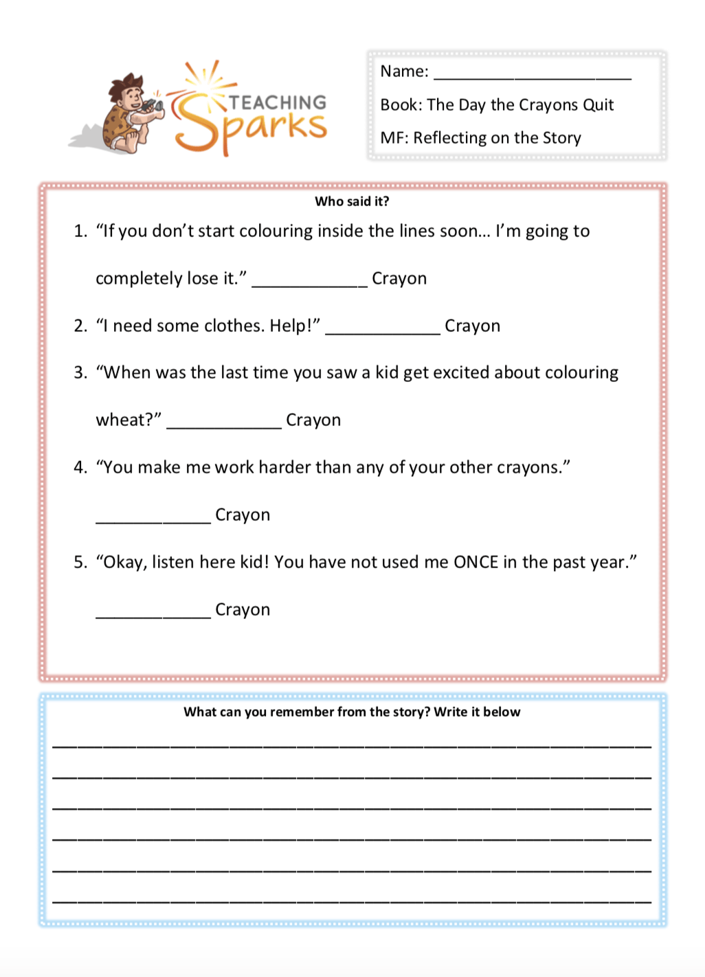 The Day the Crayons Quit KS1 Teaching Resources | Year 1/2