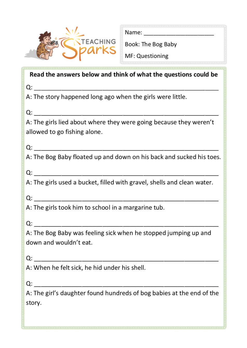 The Bog Baby KS1 Resources | Year 1 & Year 2 Literacy Activities