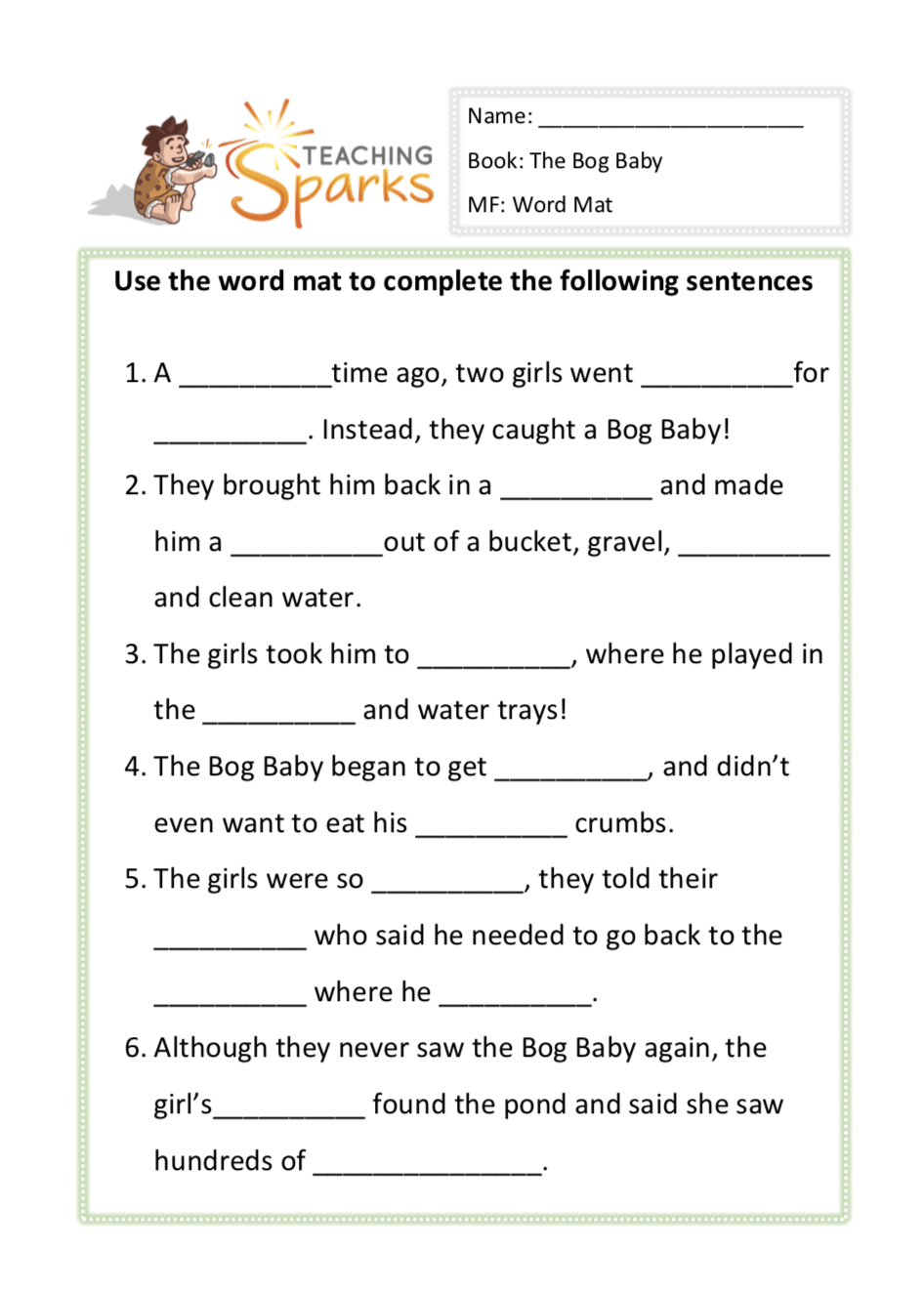 The Bog Baby KS1 Resources | Year 1 & Year 2 Literacy Activities